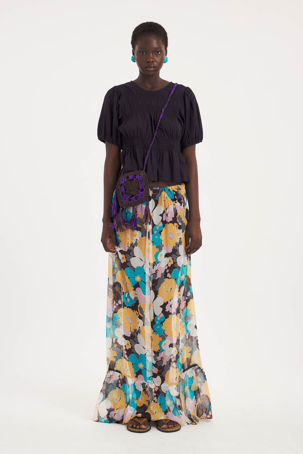 Caroline Blouse – Textured Cotton Voile, Navy | Antik Batik