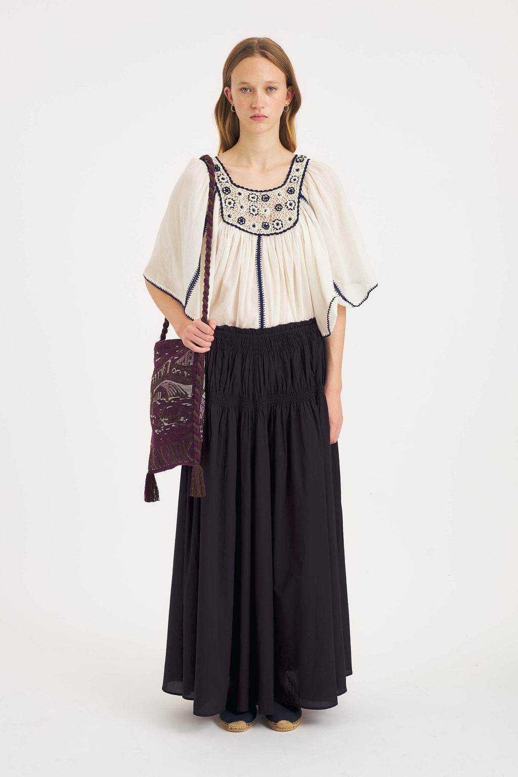 Caroline Skirt – Cotton Voile Fluidity in Navy | Antik Batik