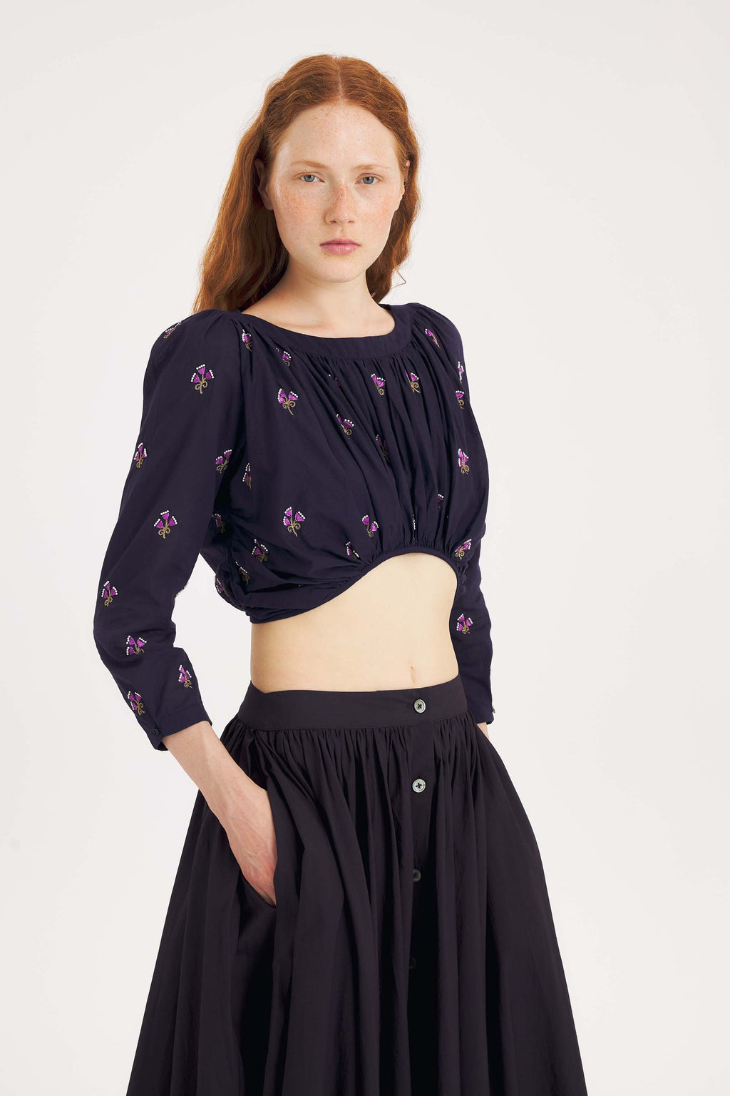 Top Jeanne – Hand-Embroidered Cotton Voile | Antik Batik